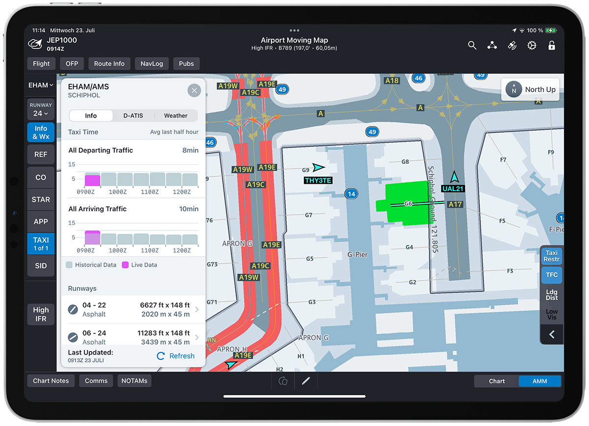 Mitigate delays and save fuel with Taxi Times in Smart Airport Maps